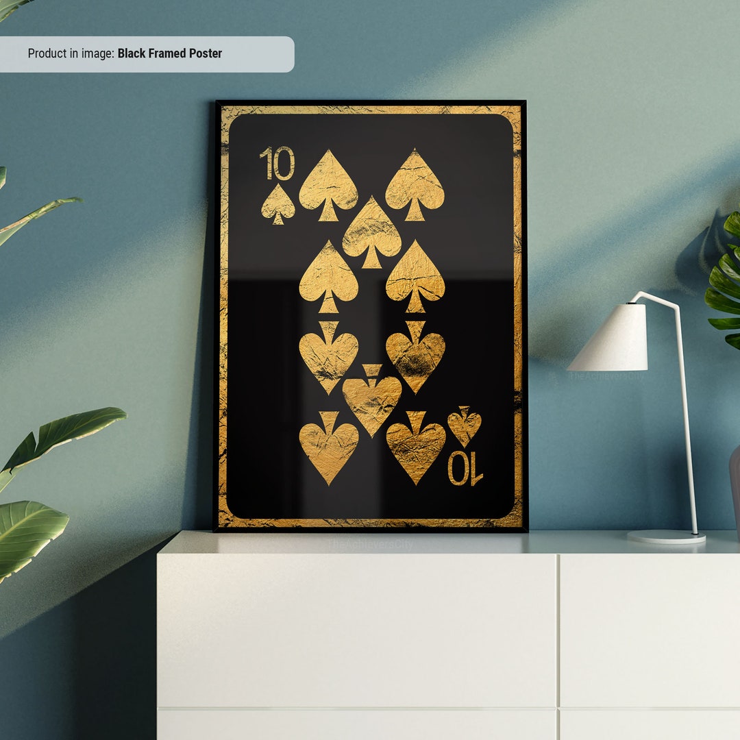 Gold 10 of Spades - Playing Cards Wall Art, Playing Card Print, Cool ...