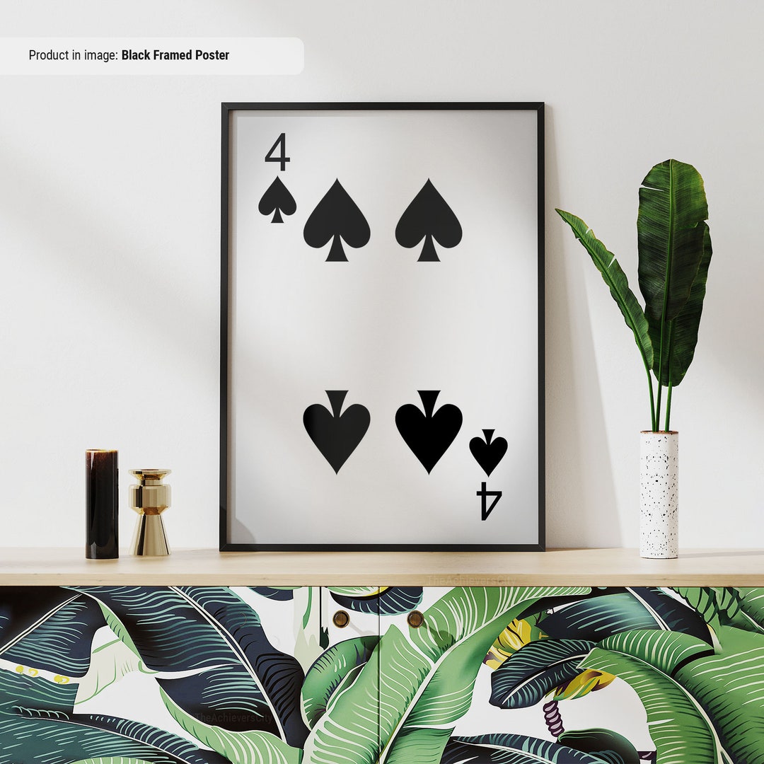 4 of Spades - Playing Cards Wall Art, Playing Card Print, Cool Man Cave ...