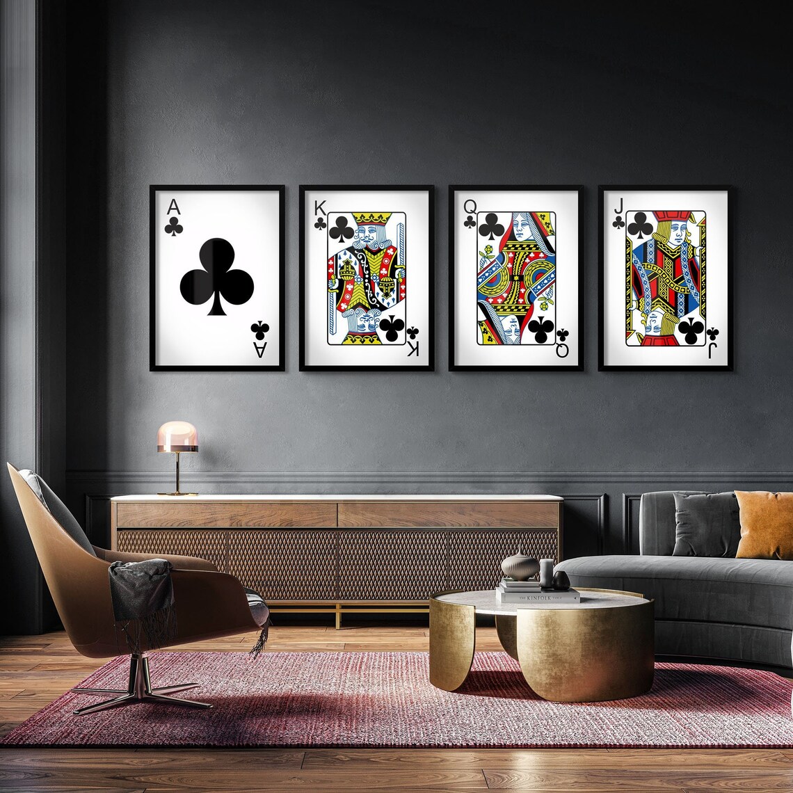 AKQJ of Clubs Playing Cards Poster or Canvas Wall Art Casino - Etsy