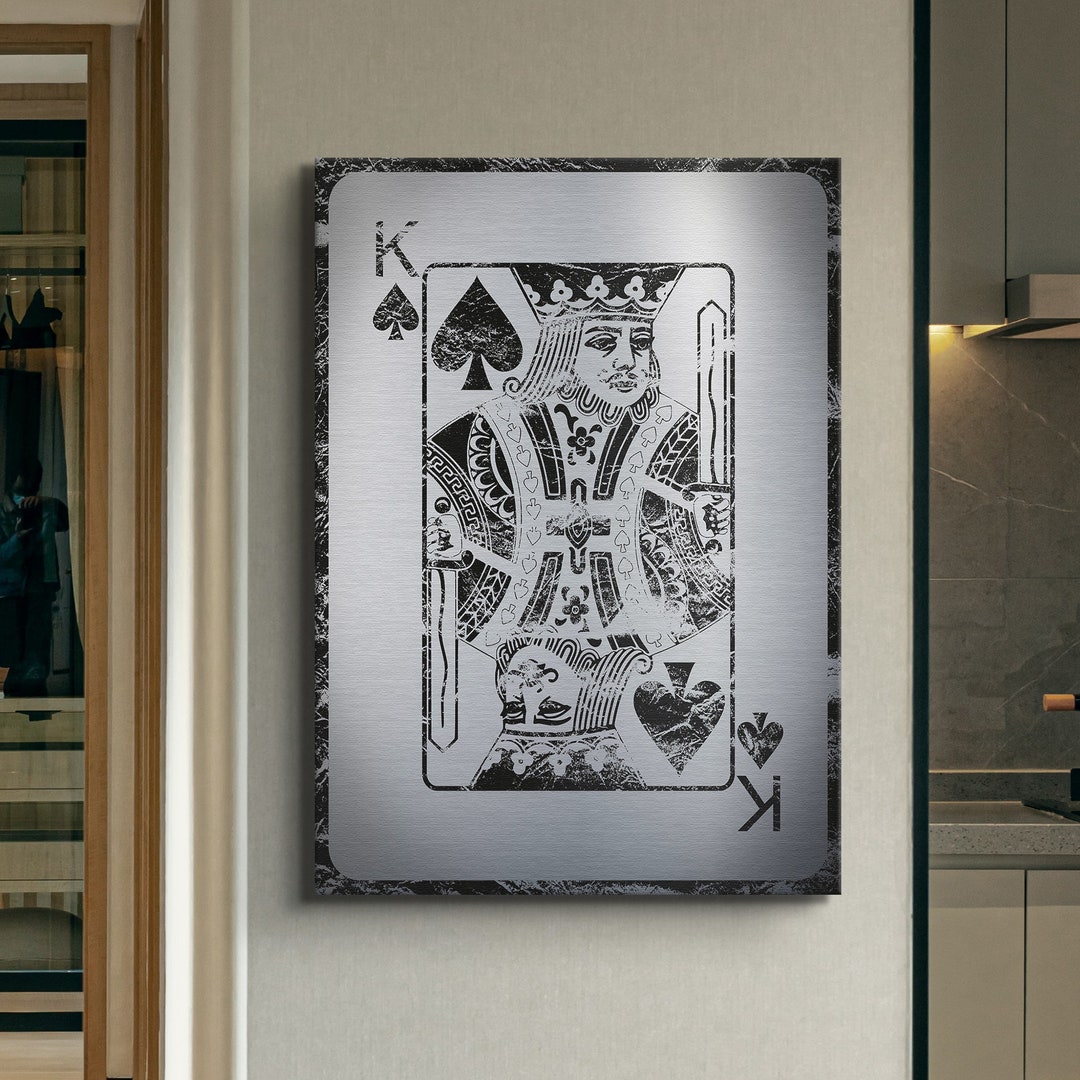 King of Spades Poster or Canvas Wall Art, Poker Playing Cards, Silver ...
