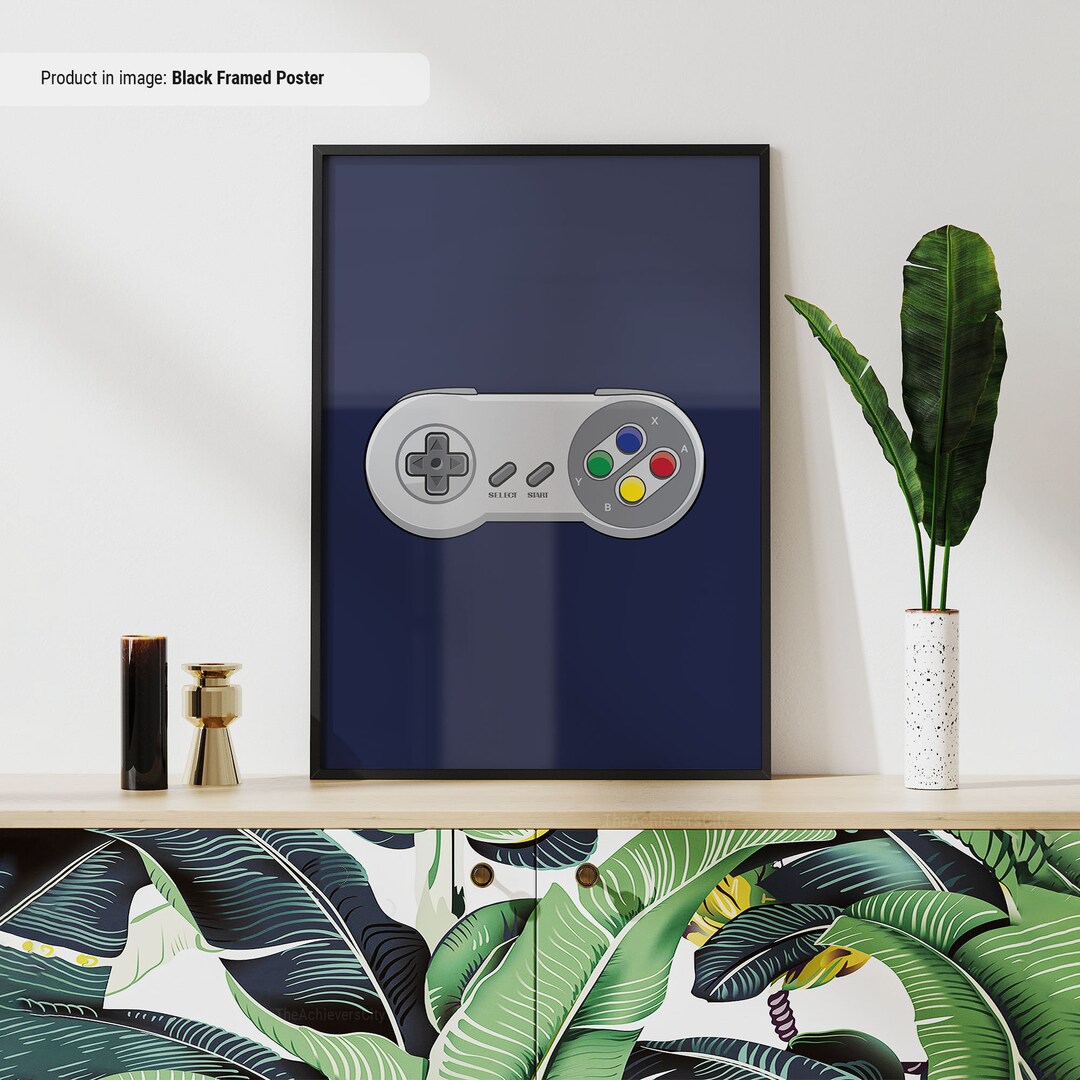 Super Nintendo - Vintage Controller Wall Art, Retro Gaming Print, Cool ...
