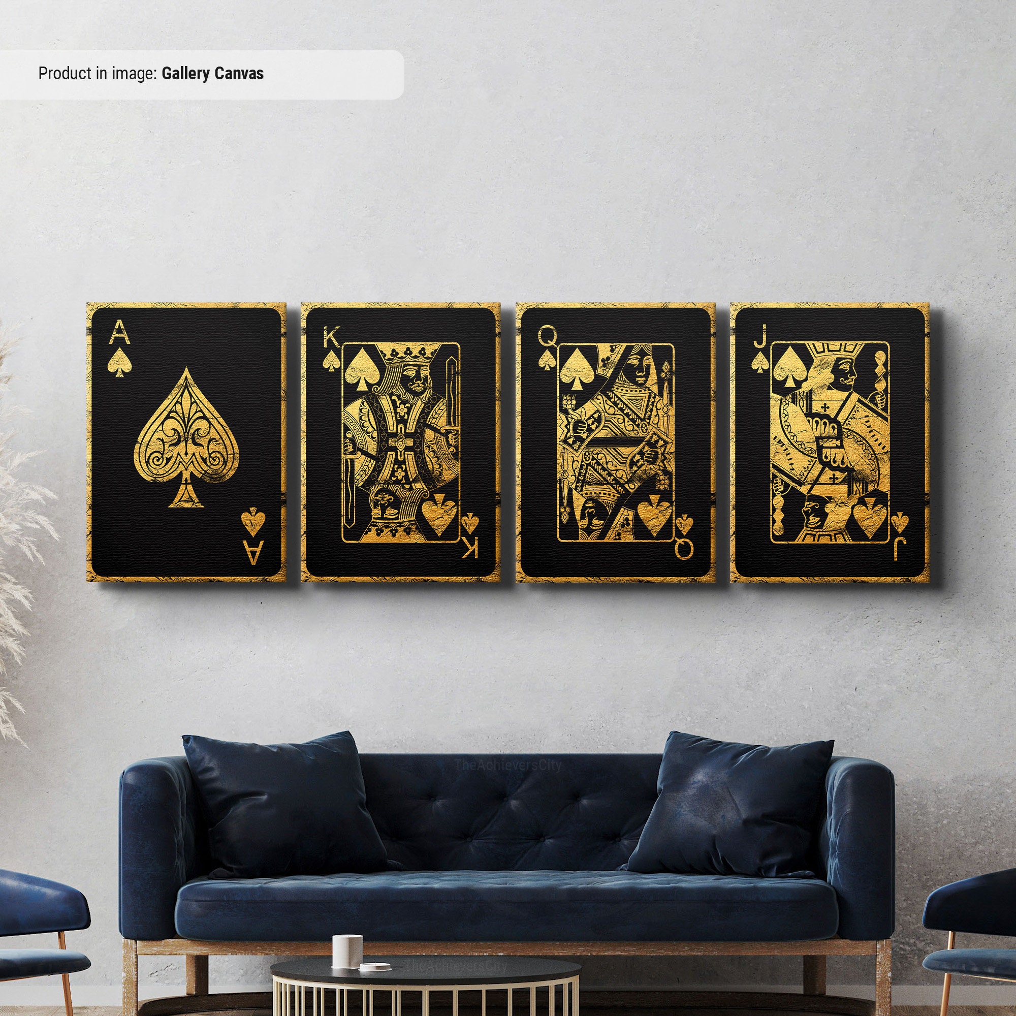 Gold Playing Cards Wall Art – Poker Hand Prints, Set of 4 - Etsy