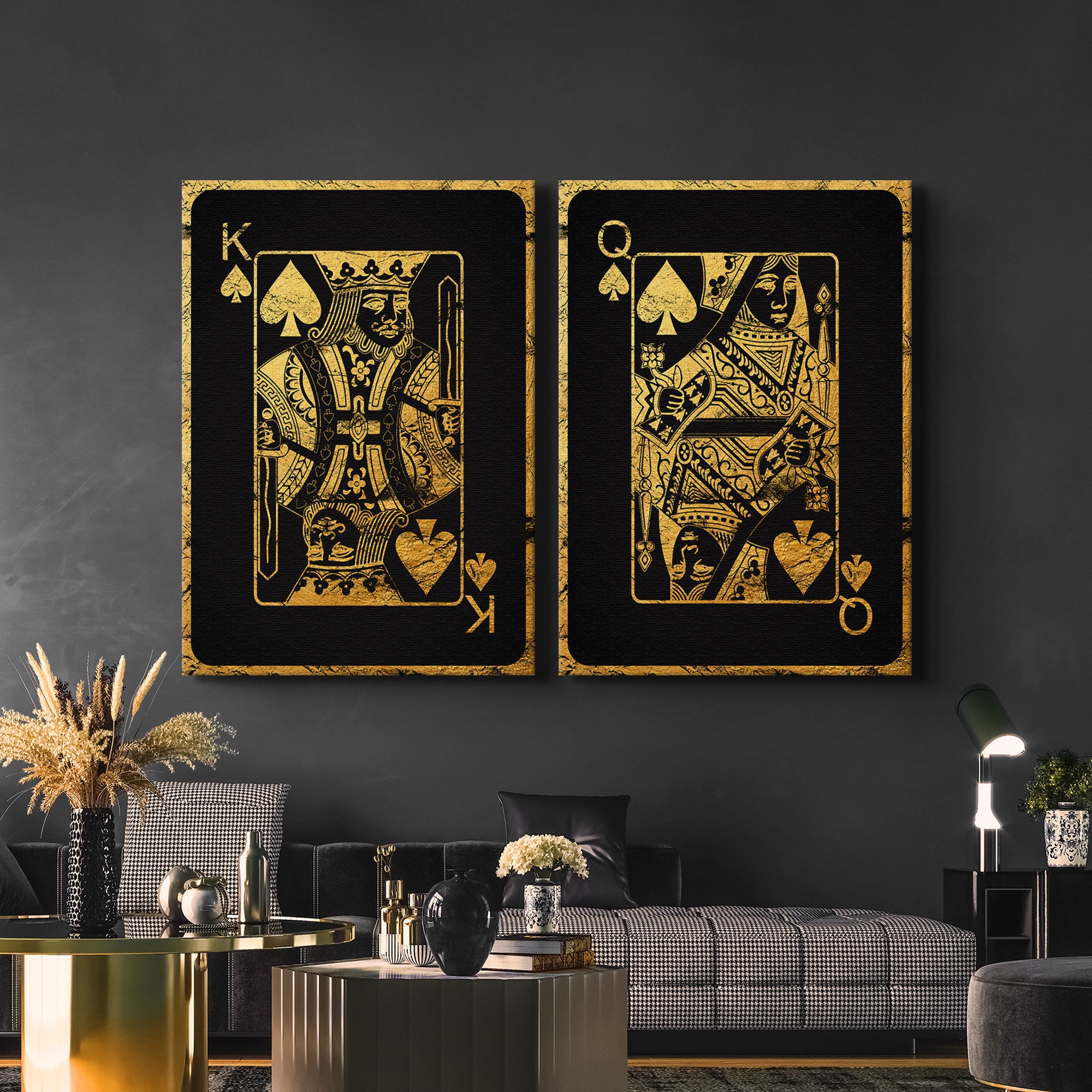 Gold King and Queen of Spades Wall Art Print Set of Two King - Etsy Canada