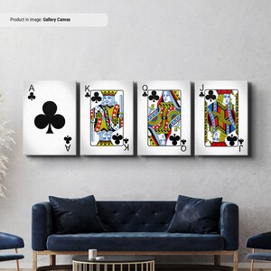 AKQJ of Clubs - Playing Cards Wall Art Set of Four, Playing Card Print ...