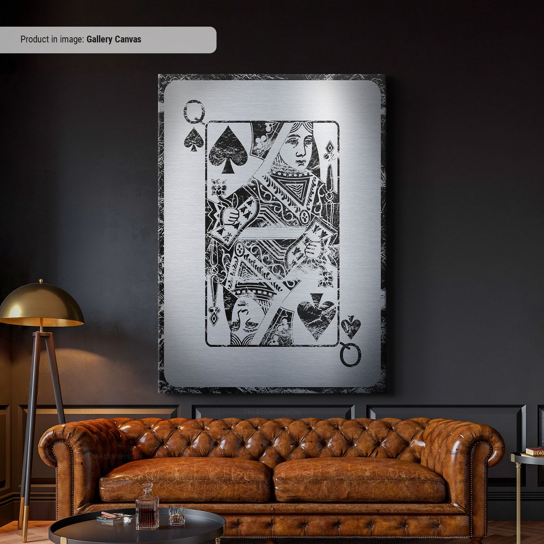 Silver Queen of Spades - Playing Cards Canvas Wall Art, Playing Card ...