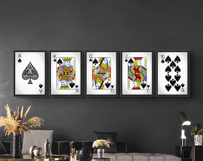 Royal Flush Spades Print Set – Game Room Wall Art - Etsy
