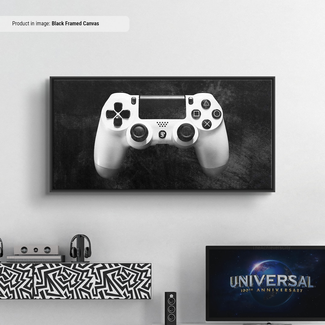 Black and White - Game Controller Wall Art, Cool Video Game Room Decor ...