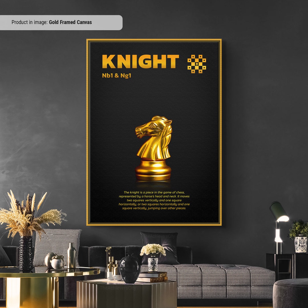 Gold Knight - Chess Piece Print Wall Art, Chess Pieces and Moves ...