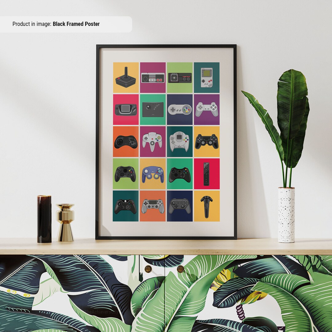 Evolution of Game Controllers - Wall Art, Retro Gaming Print, Cool ...