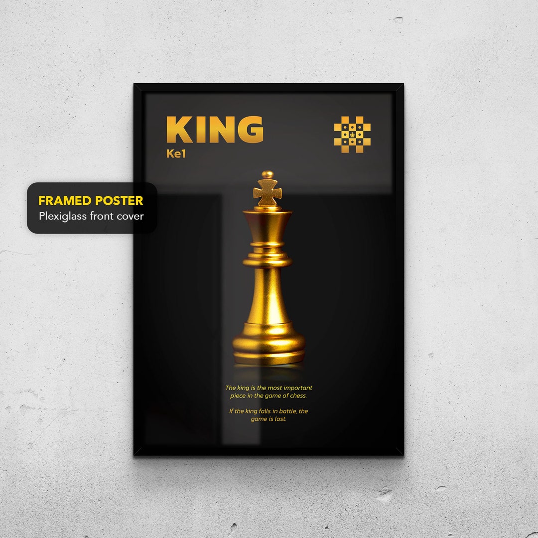 Gold Chess King Piece Description Poster or Canvas Wall Art, Gold on ...