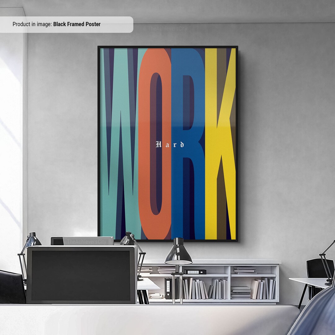 Work Hard - Motivating Wall Art, Bold Motivational Quote Canvas, Trendy ...