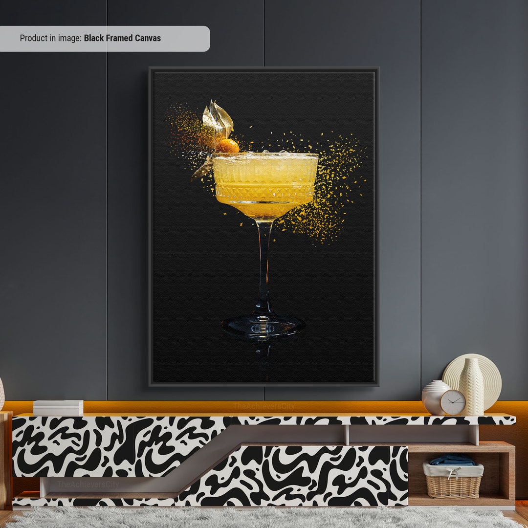 Yellow Bird - Cocktail Wall Art, Liquor Art Print, Bar Canvas Wall Art ...