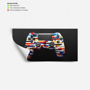 Abstract Game Controller Wall Art, Cool Video Game Room Decor, Classic ...