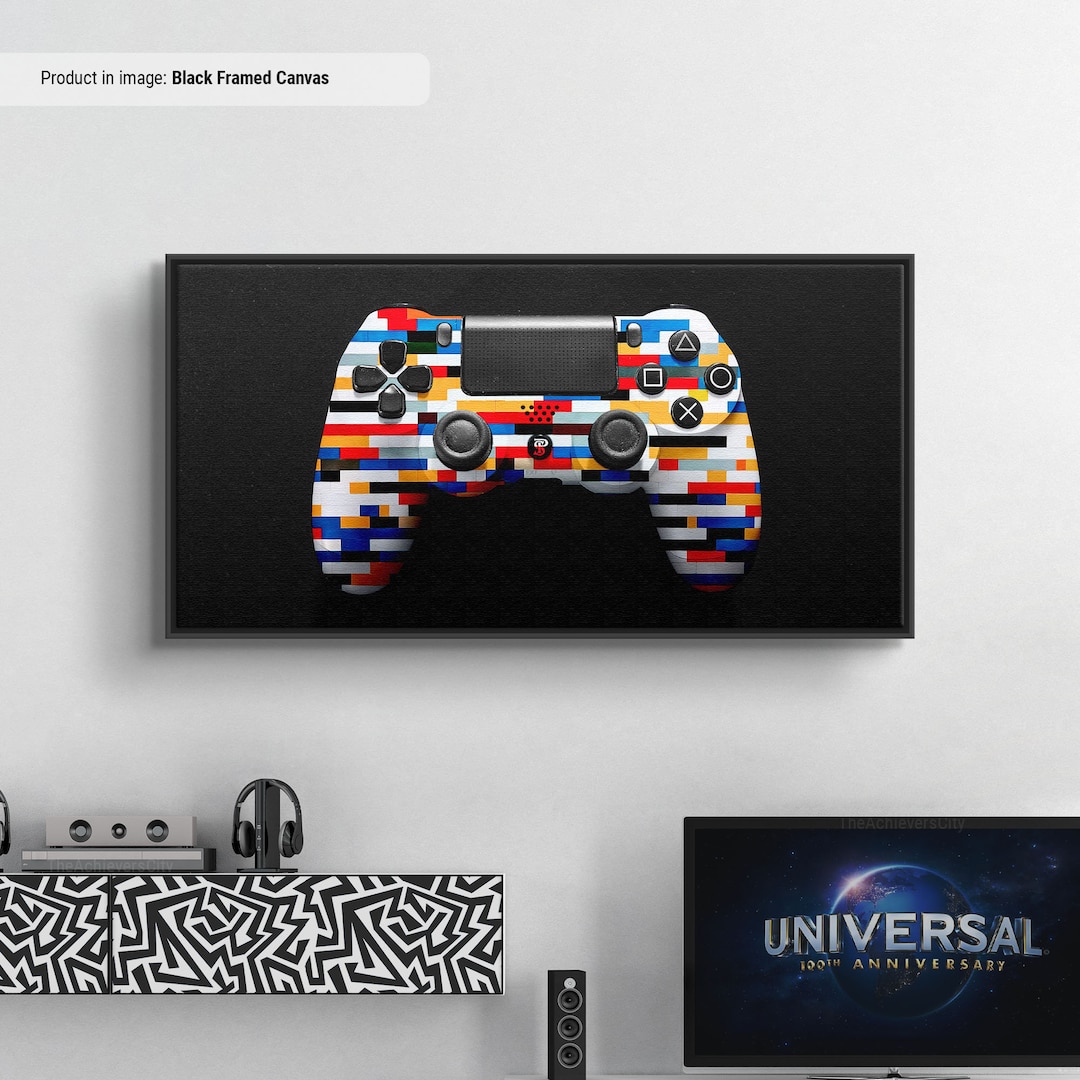 Abstract Game Controller Wall Art, Cool Video Game Room Decor, Classic ...