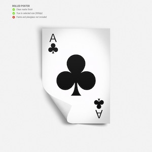 AKQJ of Clubs - Playing Cards Wall Art Set of Four, Playing Card Print ...