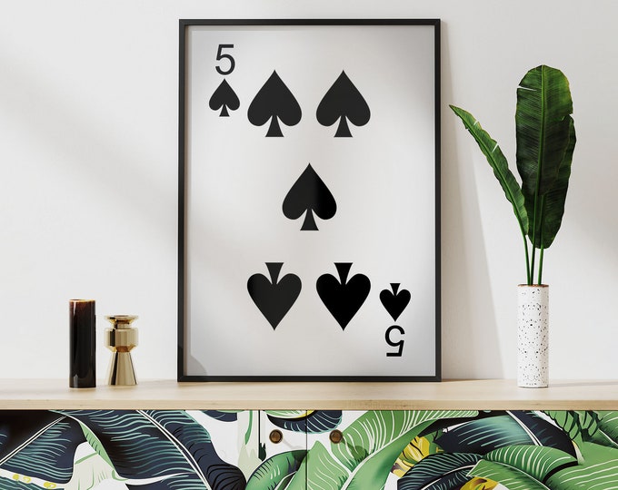 Royal Flush of Spades - Playing Cards Wall Art Set of Five, Playing ...