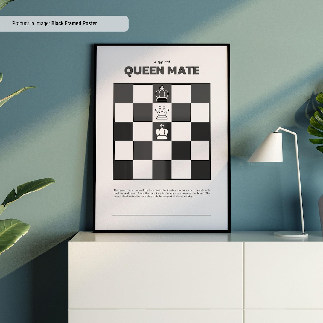 Queen Mate Chess Checkmate Print - Chess Cheat Sheet - Etsy