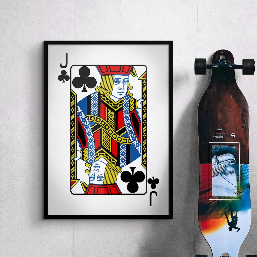 Jack of Clubs Poster or Canvas Wall Art, Poker Playing Cards, Classic ...