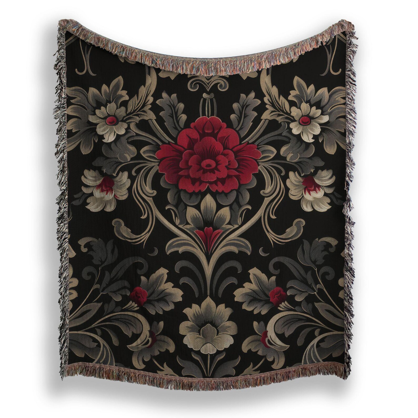 Gothic Rose Damask Blanket Home Decor Woven Blanket Throw Christmas ...