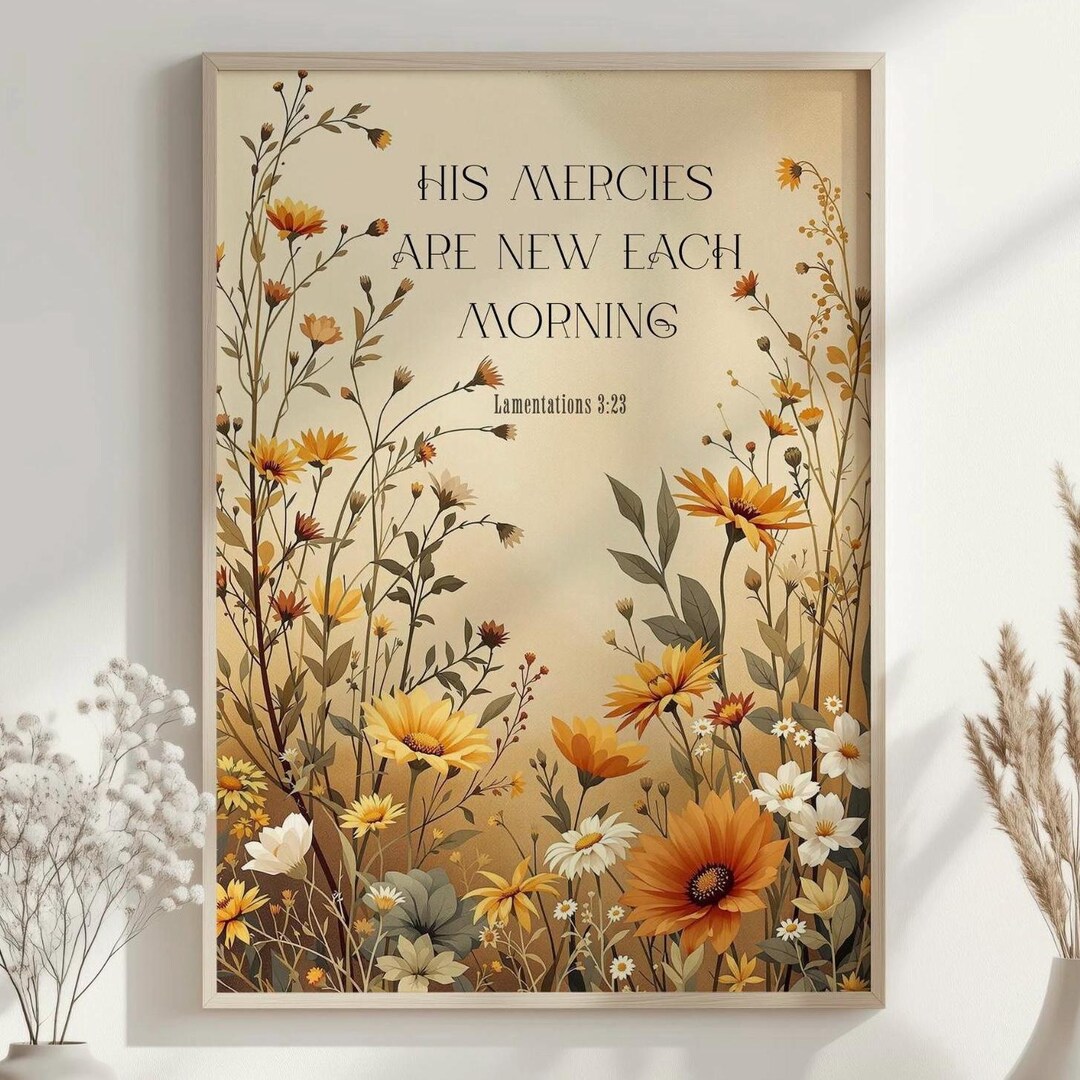 Floral Bible Verse Print: Lamentations 3, Christian Wall Art - Etsy