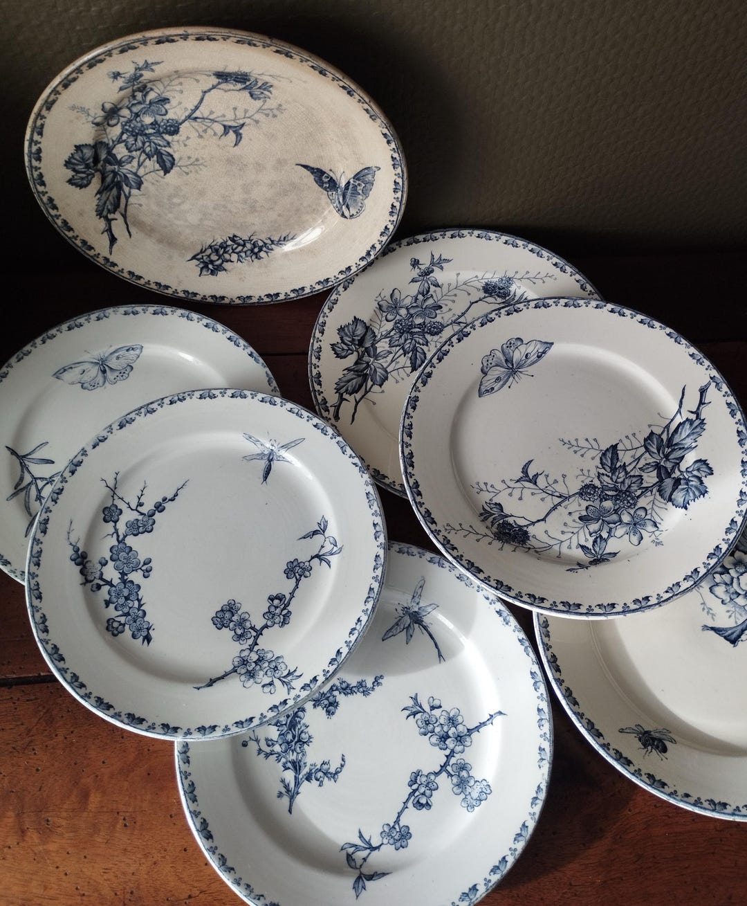 French Antique Dessert Plates and Cakes Stand. Sarreguemines U&C ...