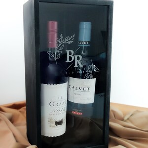 Double Wine Gift Box | Personalized Wooden Wine Box With Acrylic ...