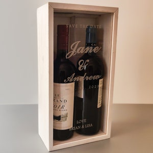 Double Wine Gift Box | Personalized Wooden Wine Box With Acrylic ...