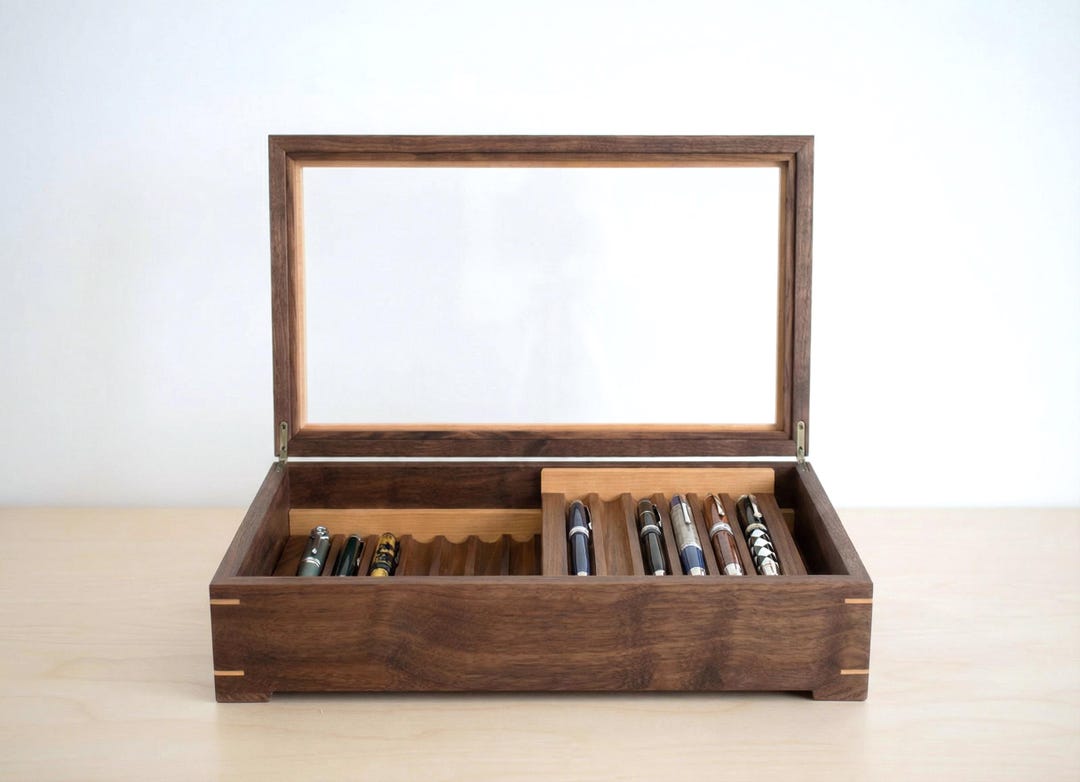 Walnut Pen Box Wooden Pen Holder Fountain Pen Display Pencil Display ...