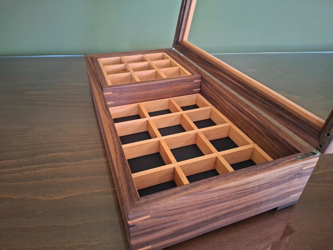 Cufflink Box 30 Compartments Box Wood Cufflink Storage Box Box Wooden ...
