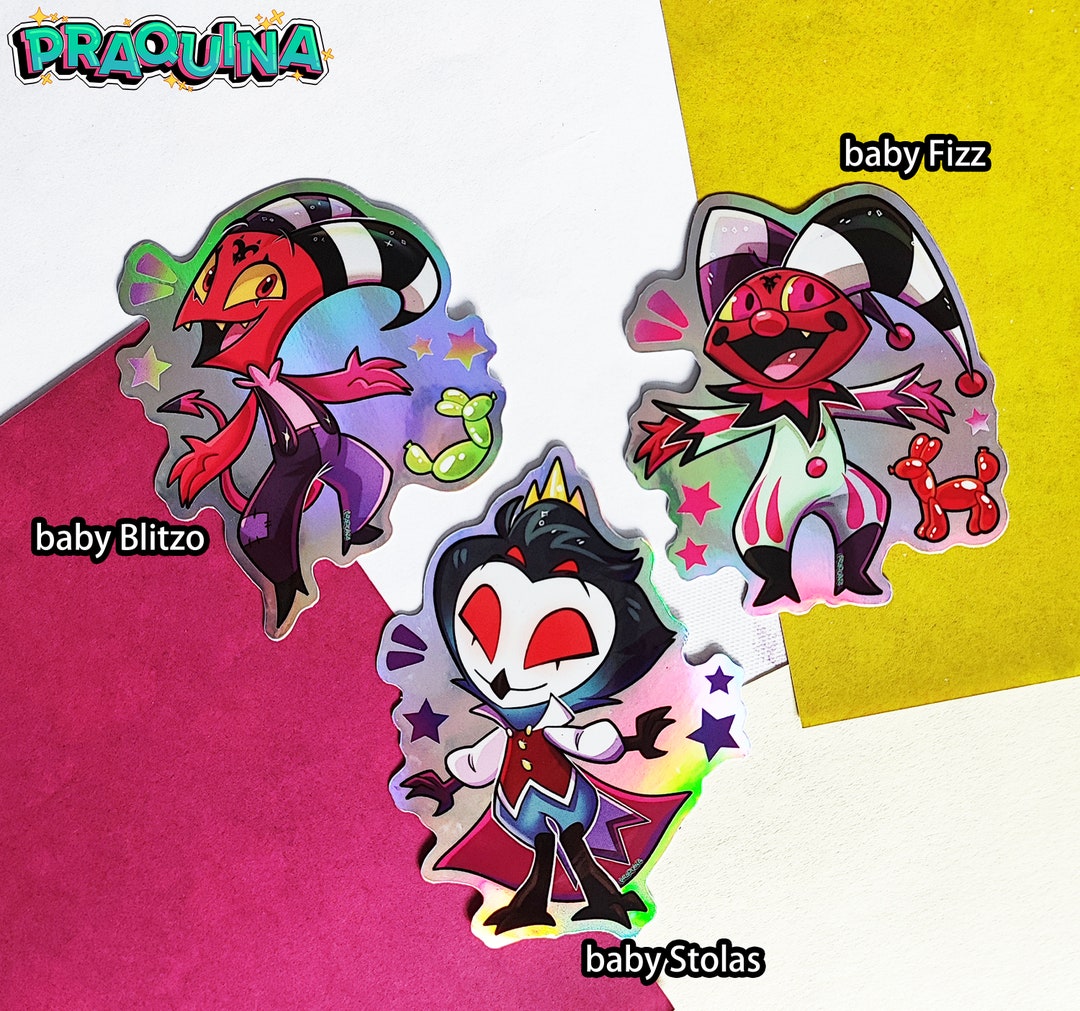 Holographic Vinyl Stickers : Helluva Boss Baby Blitz, Fizz & Stolas - Etsy