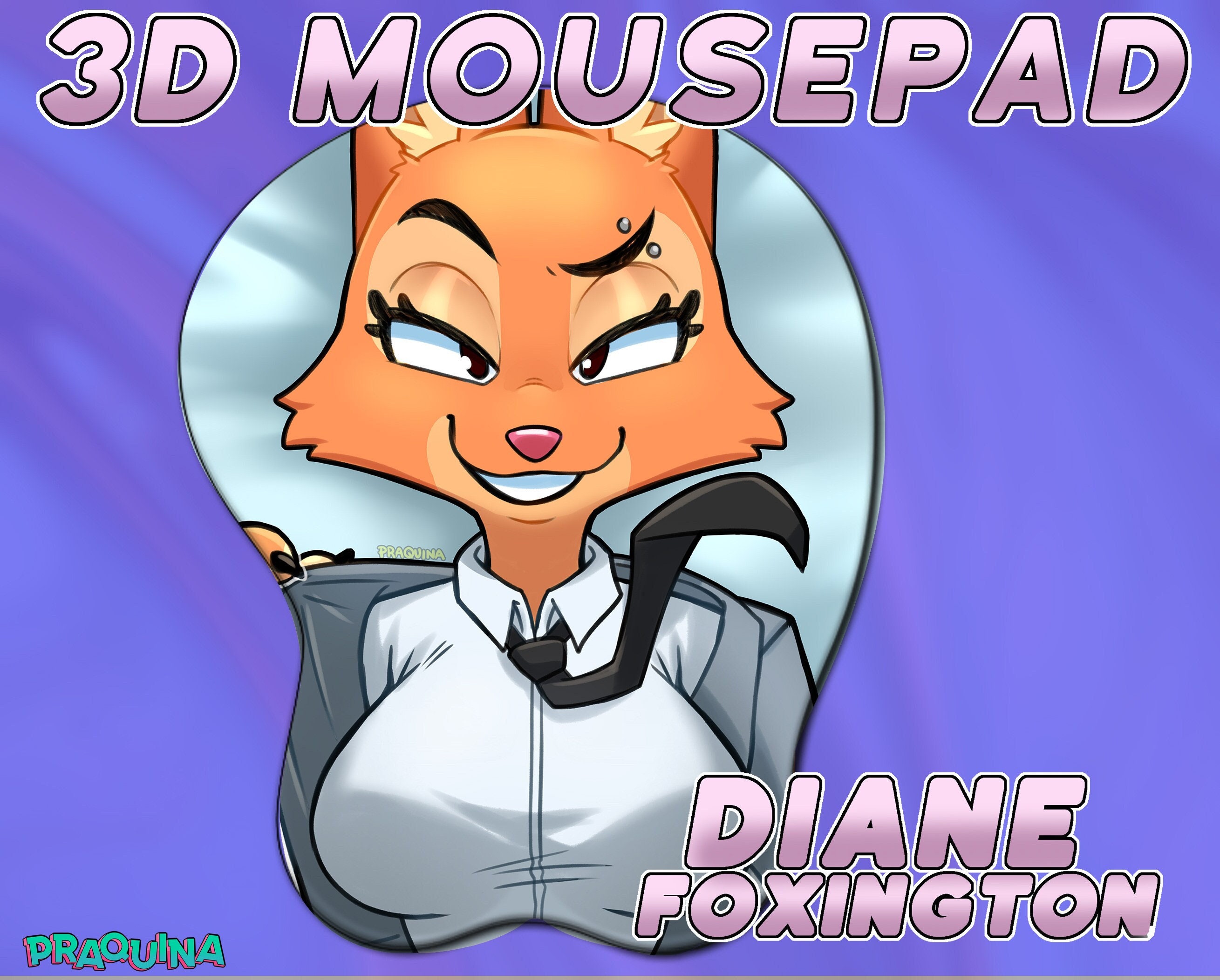 Diane Foxington Bad Guys Furry 3d Oppai Mousepad With Wrist Etsy