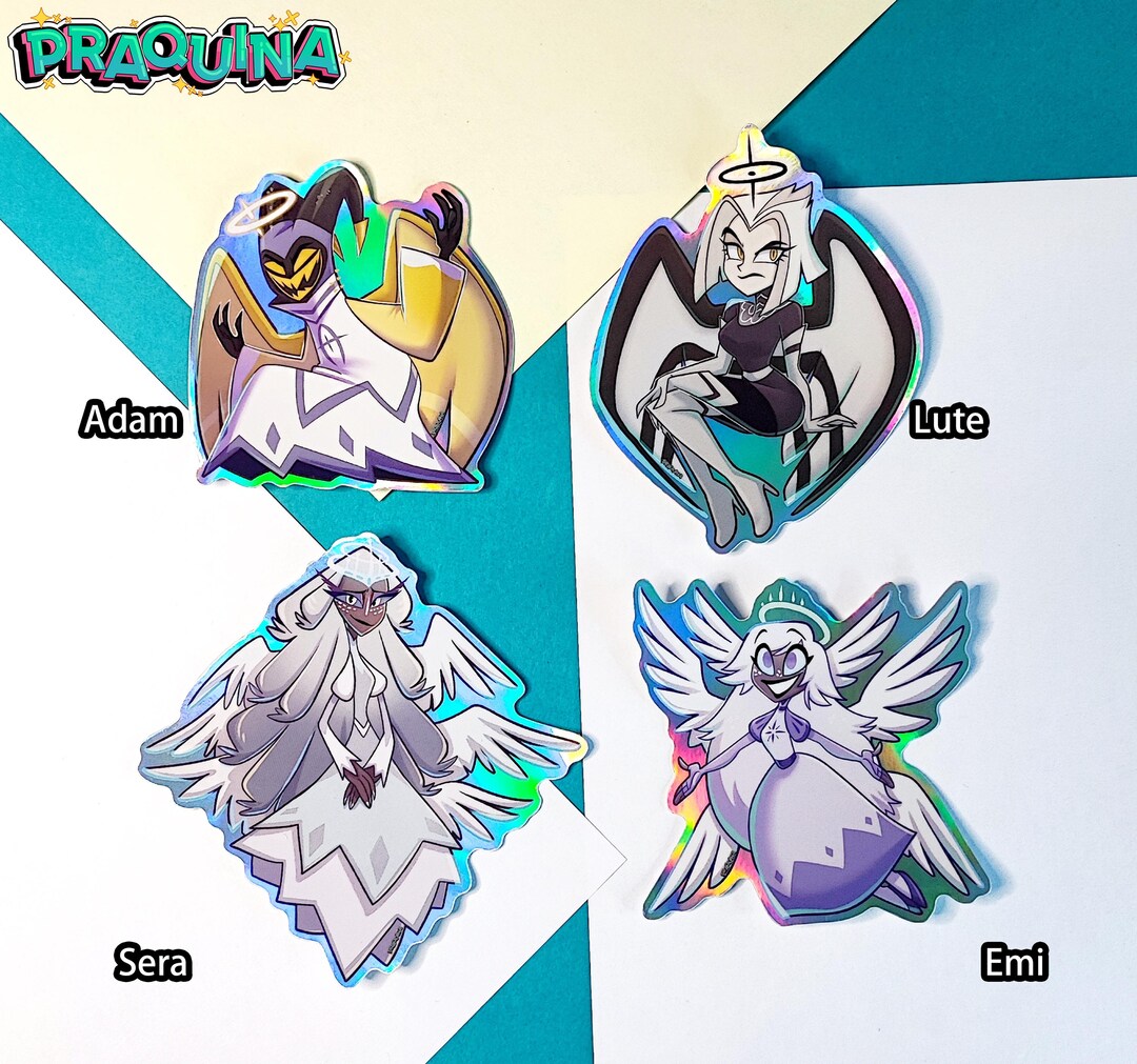 Holographic Vinyl Stickers : Hazbin Hotel Angels (adam, Lute, Sera, Emi ...