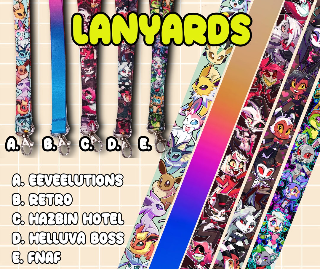 Lanyard Keychain Holder ID Badges Strap Keys // FNAF, Hazbin Hotel ...