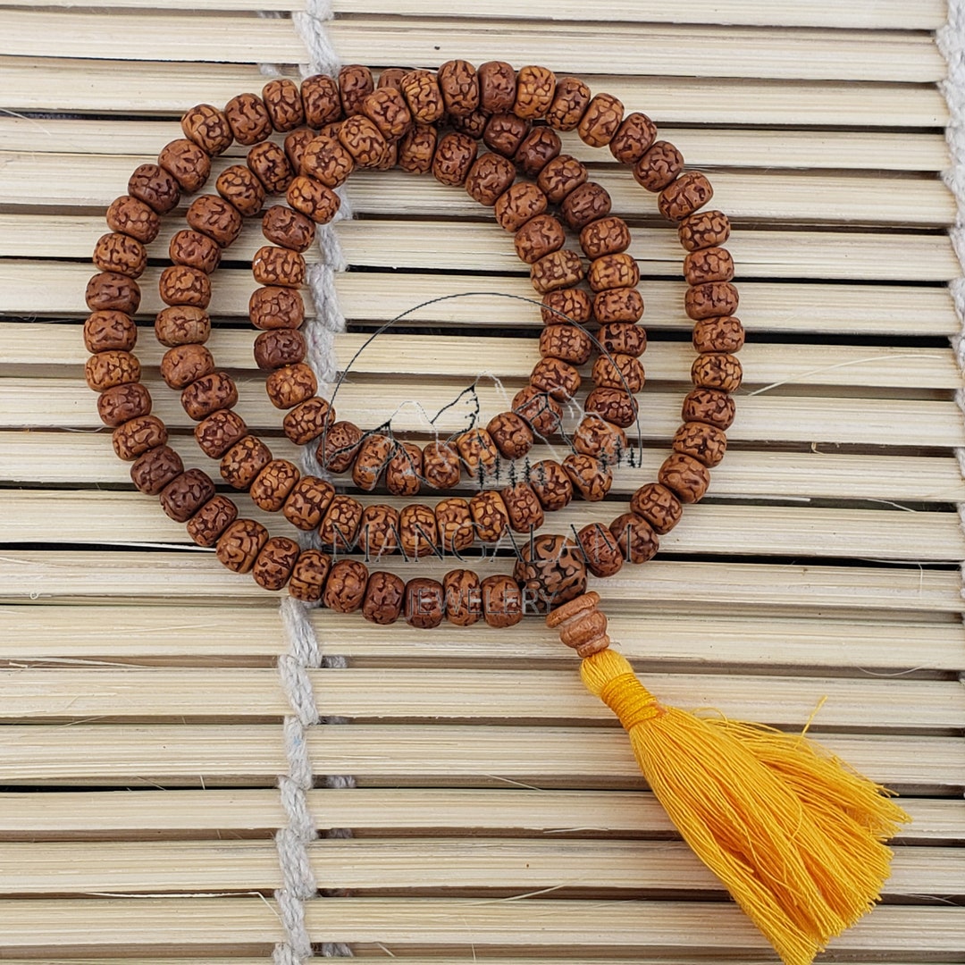 108 Natural Aged Rudraksha Seed Mala Prayer Beads, Sacred Rudraksha ...