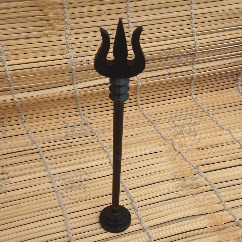 Divine Ebony Wood Karungali Trishul (trident) With Stand - Positive ...