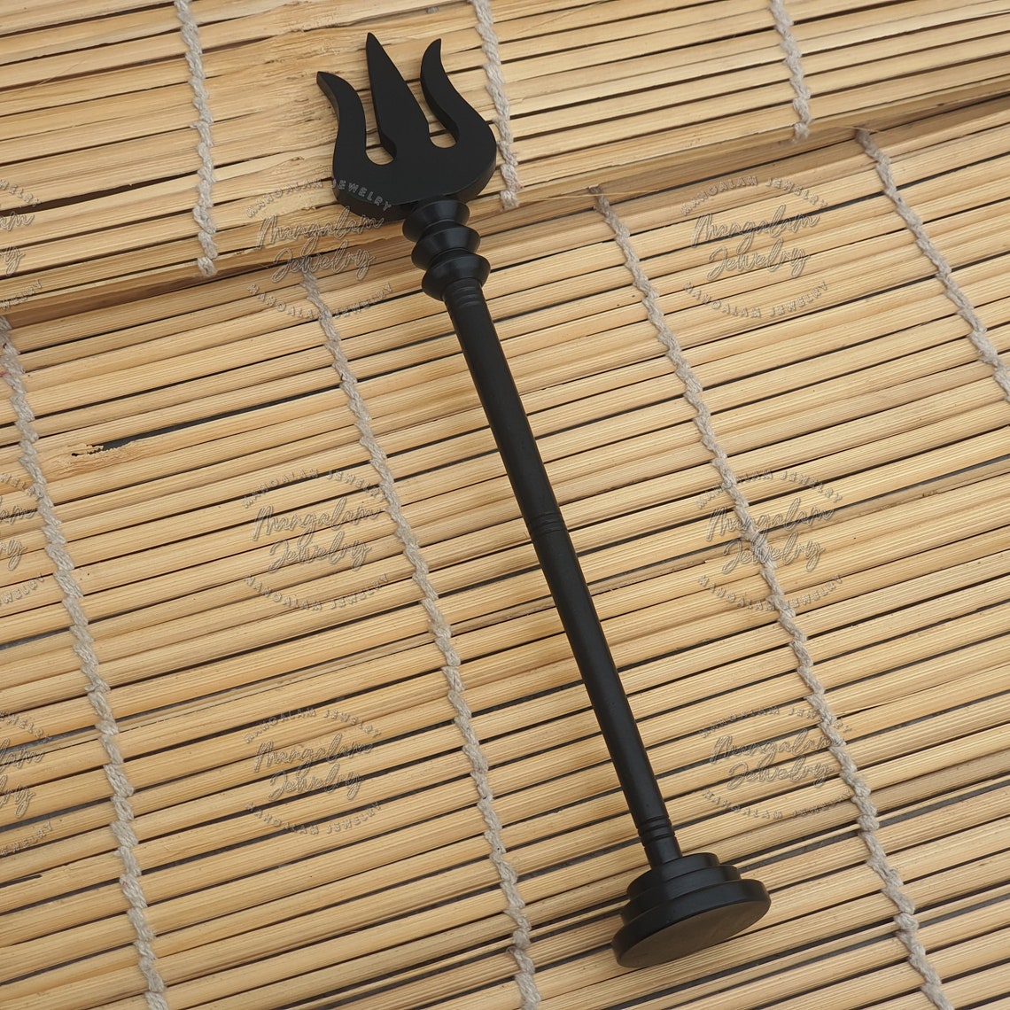Divine Ebony Wood Karungali Trishul (trident) With Stand - Positive ...
