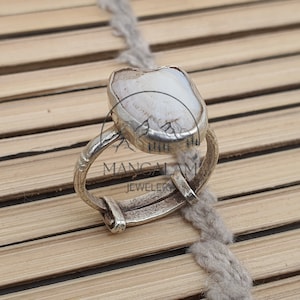 Natural Mach Mani Ring in Silver • Rare Fish Pearl Matsya Mani Gemstone ...