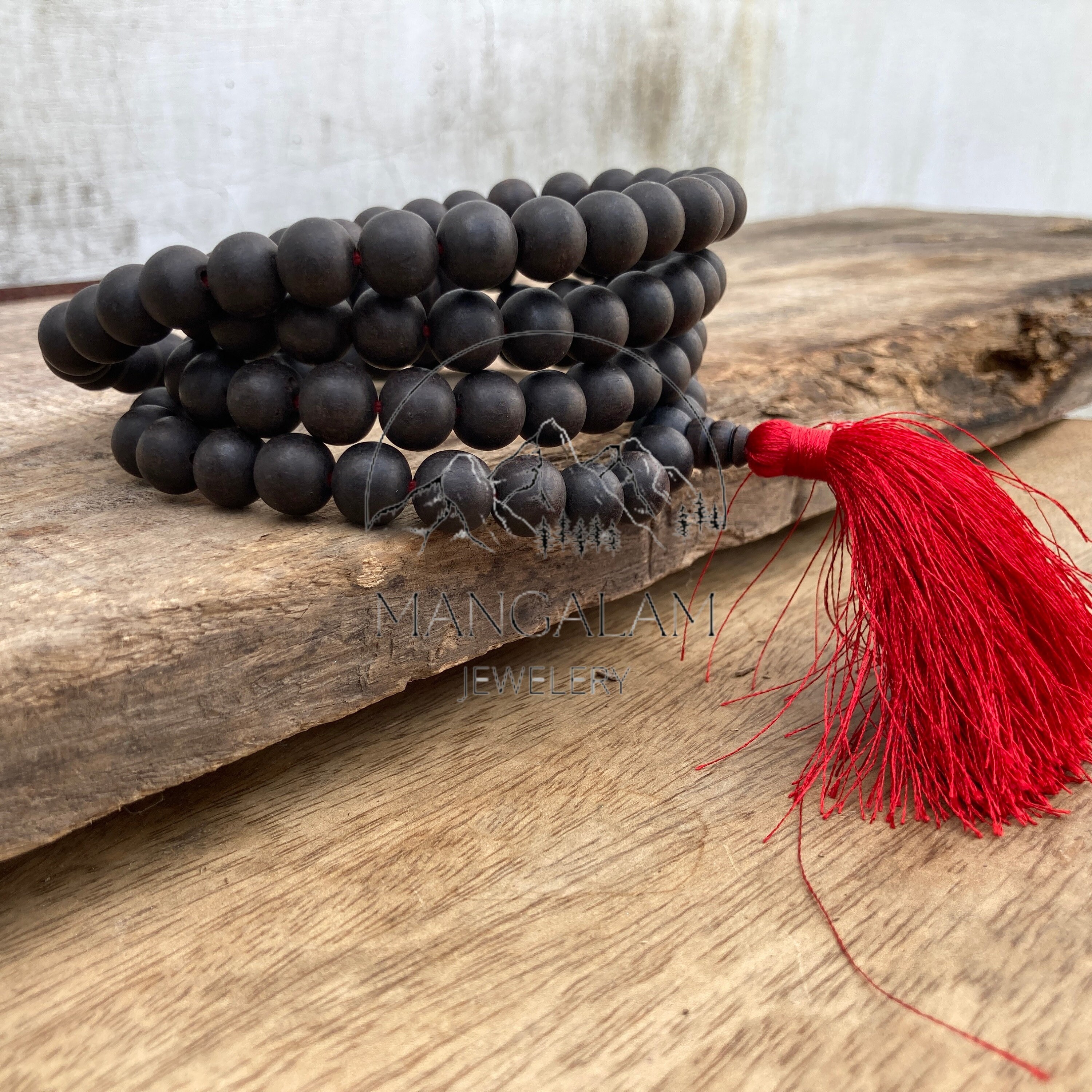 Matte Karungali Mala 6MM and 10MM, Ebony Wood Mala, Wood Bead Necklace ...