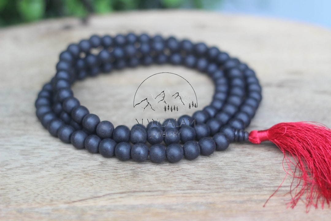 Matte Karungali Mala, Ebony Wood Mala, Wood Bead Necklace, Prayer Beads ...