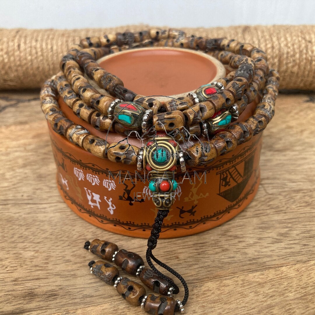 Brown Skull Mala, Lord Kali Necklace Kapala Mala, Lord Kali Poojan Mala ...