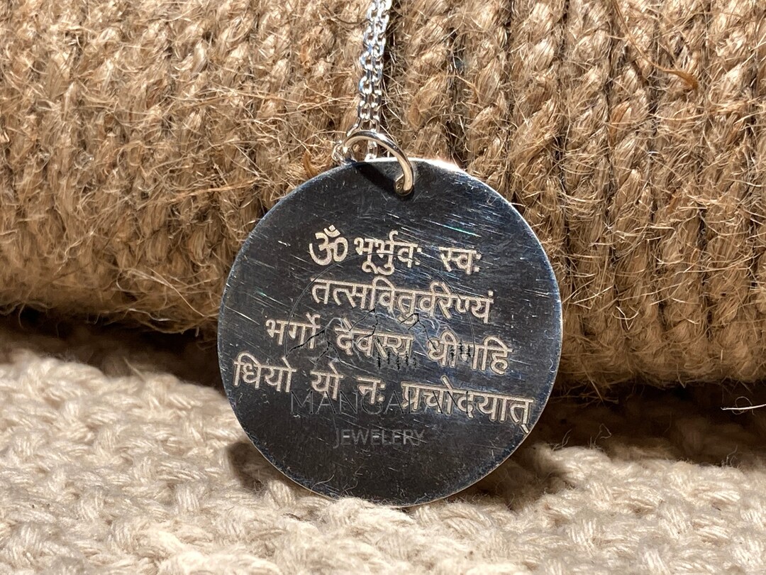 Gayatri Mantra Pendent in Silver Coin Mantra Charm- Silver Pendant ...