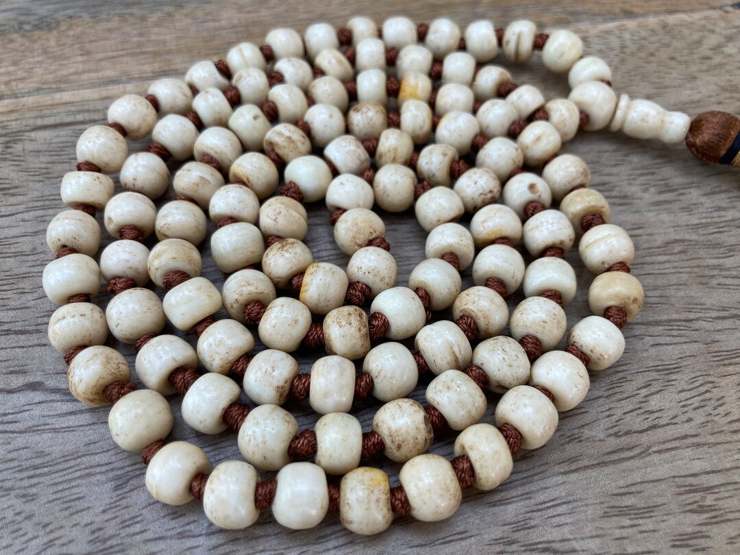 Yak Bone Skull Mala, Kapala Prayer Beads, Protection Necklace, Buddhist ...