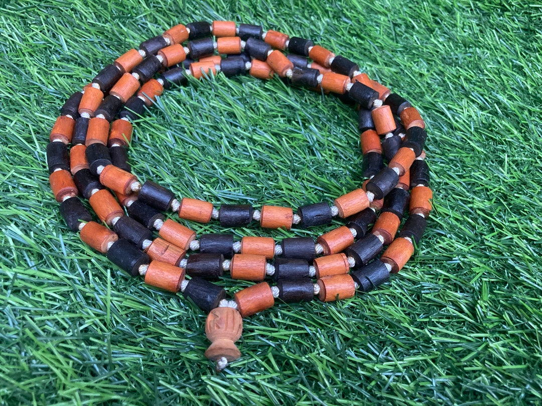 Buy Tulsi Mala 108 Prayer Beads Mala, Knotted Wood Rosary, Tulasi Mala ...