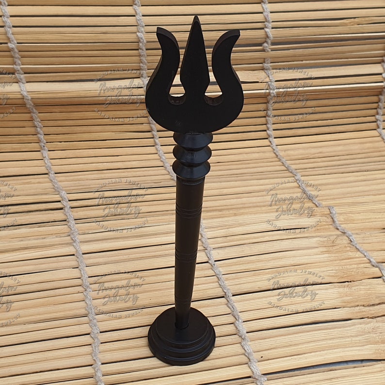 Divine Ebony Wood Karungali Trishul (trident) With Stand - Positive ...