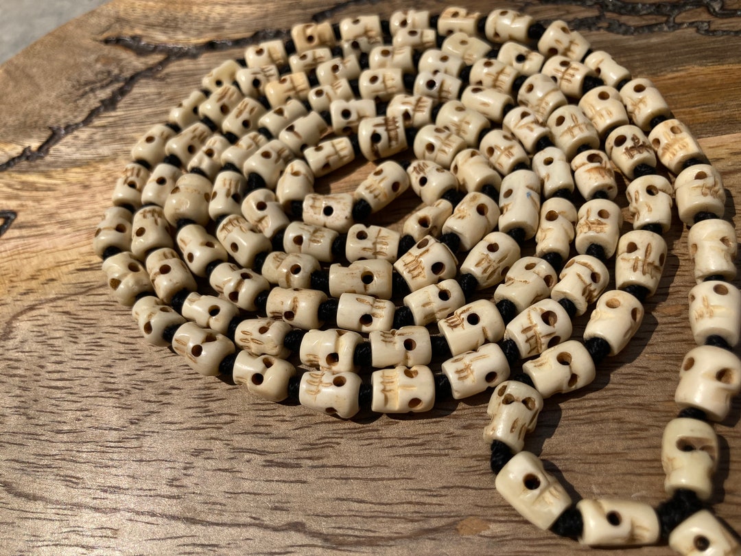 Bone Skull Mala, Kapala Prayer Beads, Protection Necklace, Buddhist ...