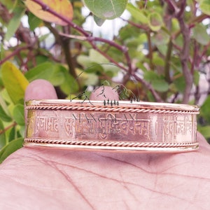 Maha Mrityunjaya Mantra Copper Bracelet, Mantra Engraved Bracelet ...