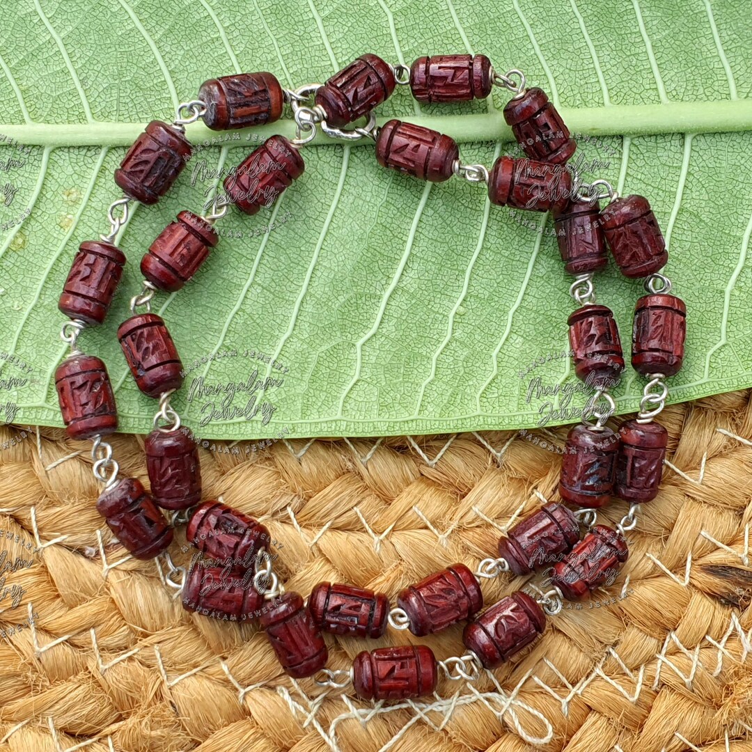 Tulsi Radha Engraved Necklace, in Silver Tulsi Necklace, Krishna ...