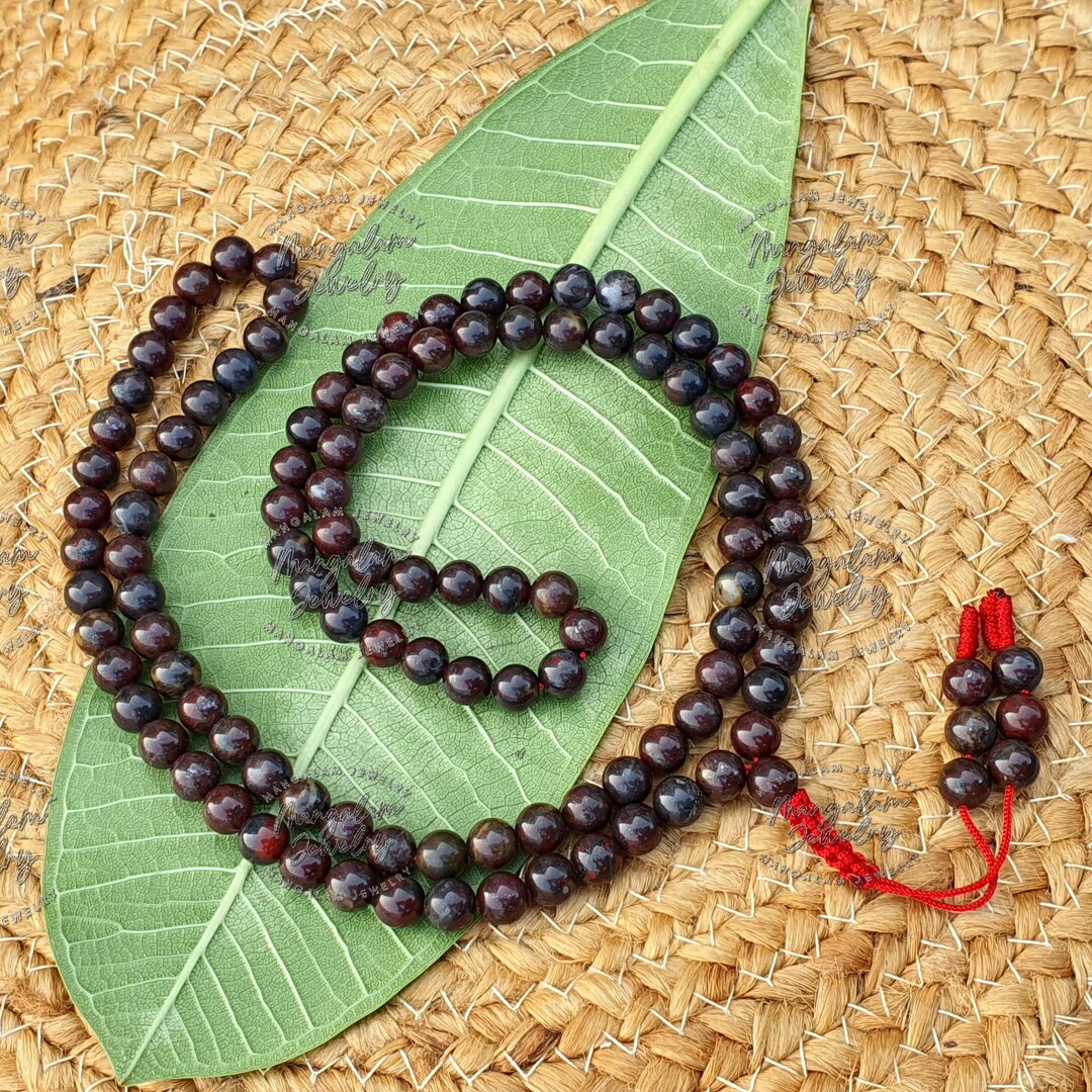 Dark Bloodstone Mala, Dark Bloodstone Necklace, Yoga Gifts, Statement ...