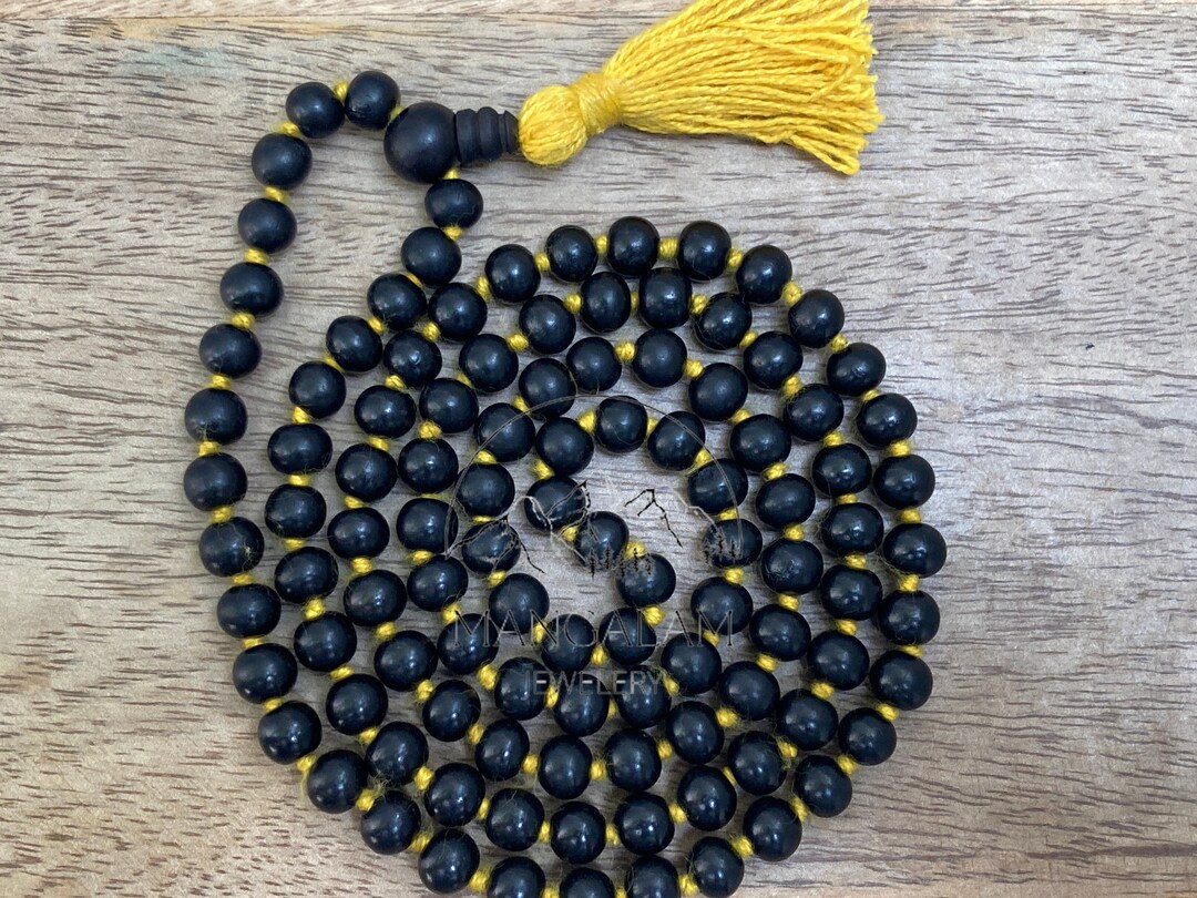 Karungali Mala, Ebony Wood Mala, Wood Bead Necklace, Prayer Beads ...