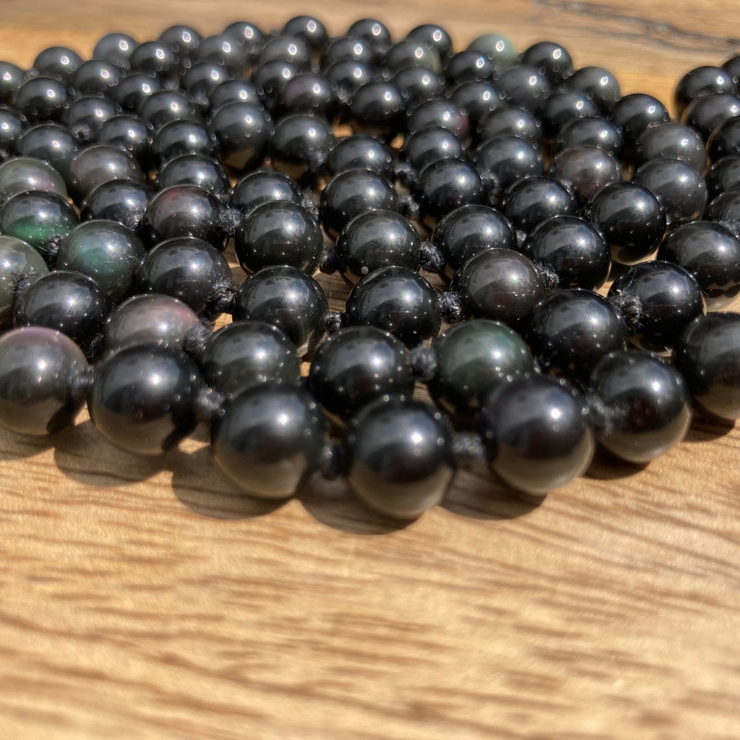 Rainbow Obsidian Mala to Bring Hope, Rainbow Obsidian Necklace ...